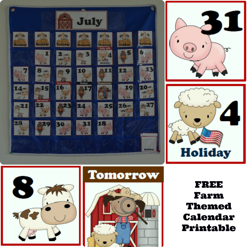 {Free Printable} Farm Calendar Collection- Pocket Calendar Cards – Only ...